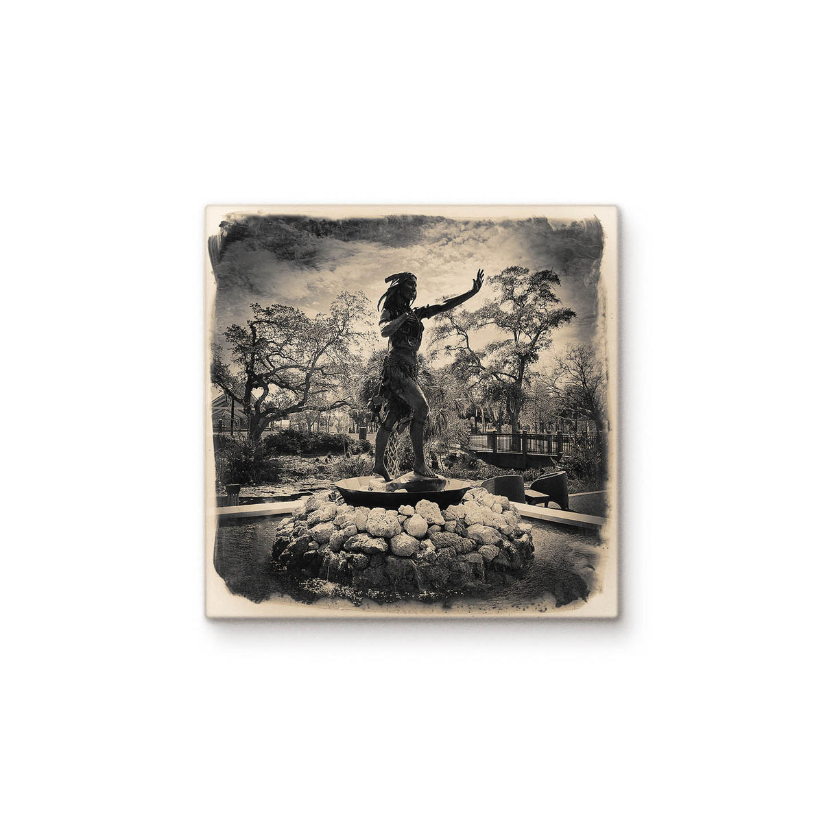 Native American Statue – Cityscape Tiles
