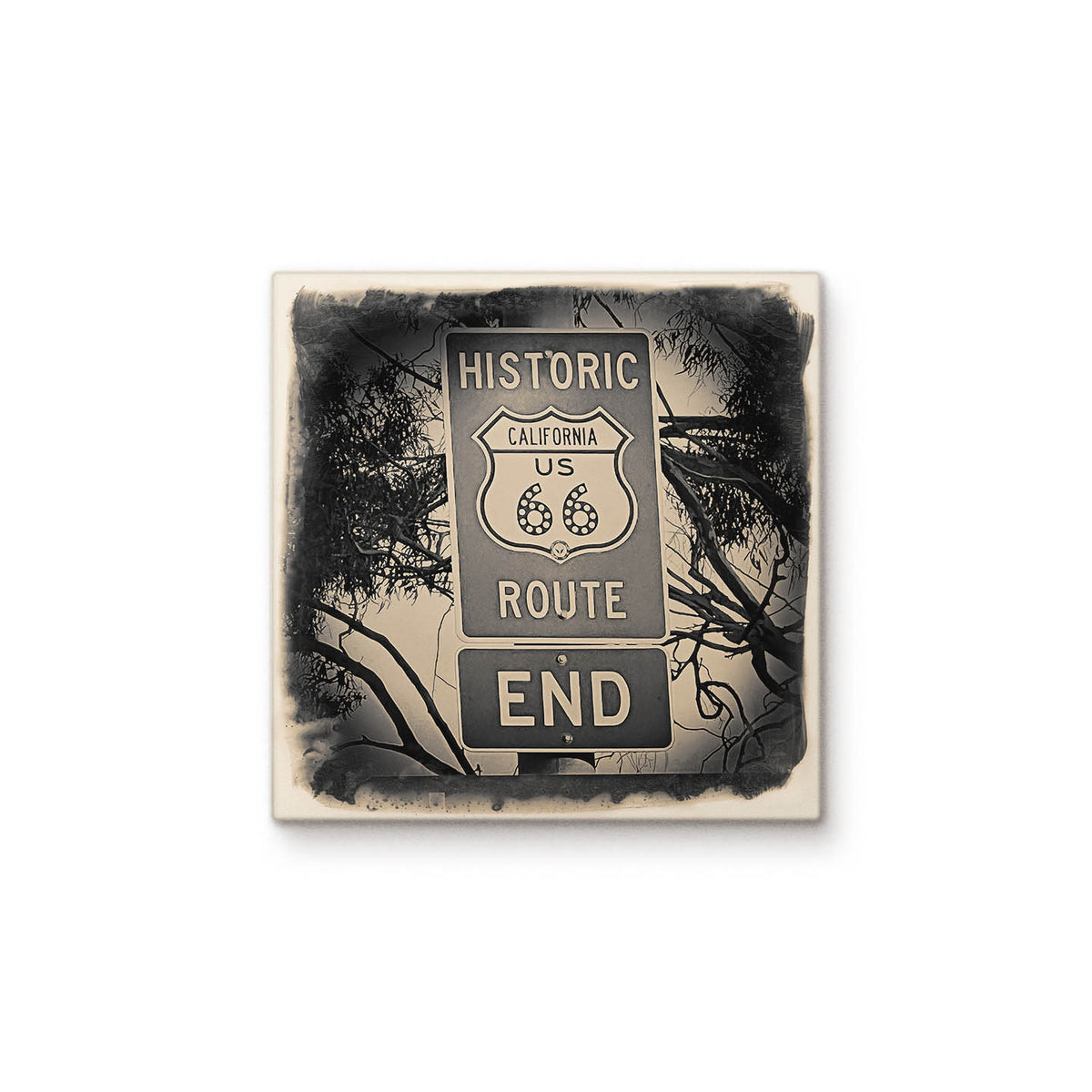 Route 66 End Sign – Cityscape Tiles