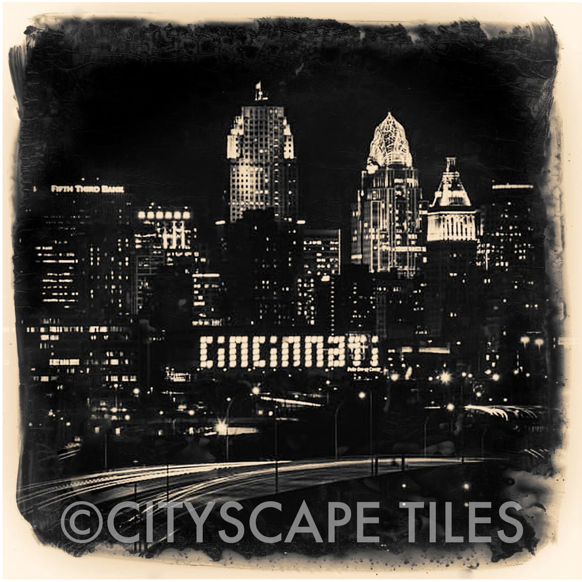 Cincinnati Night Skyline | Cityscape Tiles